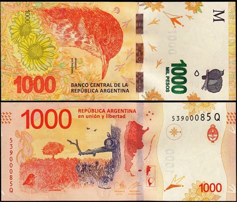 Argentina 1000 Pesos 2017 2020 UNC P 366 New Sign Suffix Q