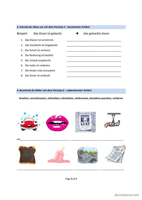 Partizip I Und Ii Als Adjektive Allg English Esl Worksheets Pdf Doc