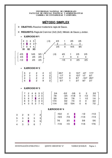 método simplex ejercicios