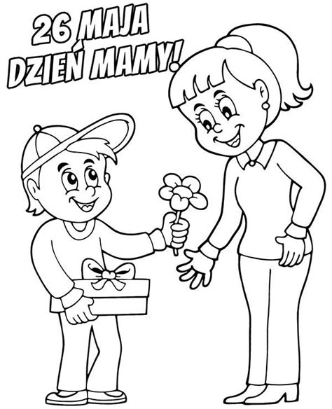 Dzien Mamy Kolorowanka Mama Synek Kolorowanki Do Druku E Kolorowanki