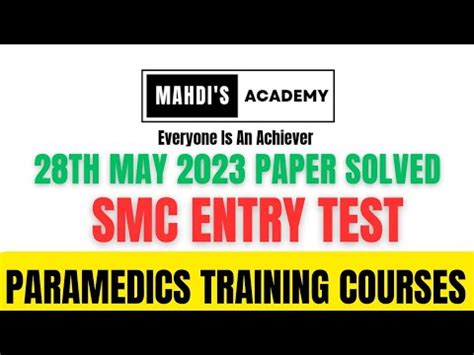 Sindh Medical Faculty Karachi Paramedics Training Courses Solved