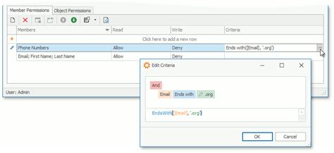 type object and member permissions xaf cross platform app ui and web api devexpress