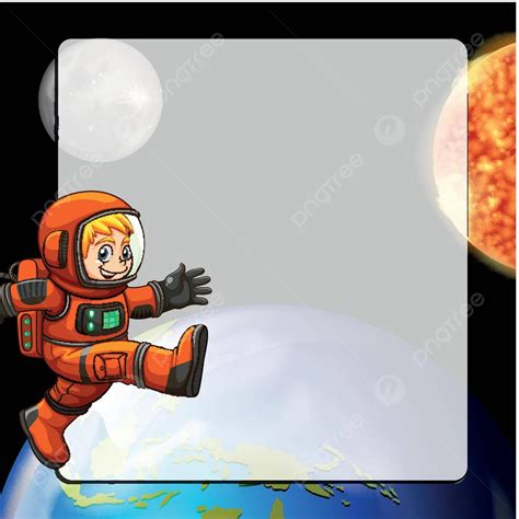 Bordürendesign Mit Astronauten Im Weltraum Hintergrundkunst Clipart