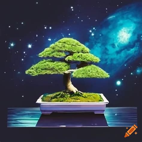 Artistic Depiction Of A Bonsai Tree In Space On Craiyon