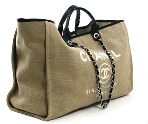 Chanel Tan Canvas XL Cambon Tote At 1stDibs