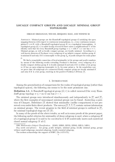 pdf locally compact groups and locally minimal group topologies dikran dikranjan