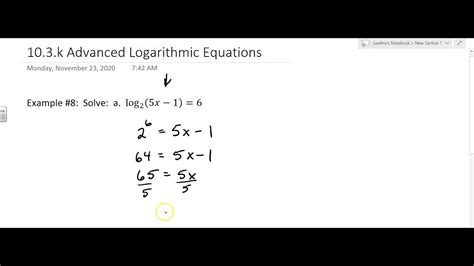 10 3 k advanced logarithmic equations youtube