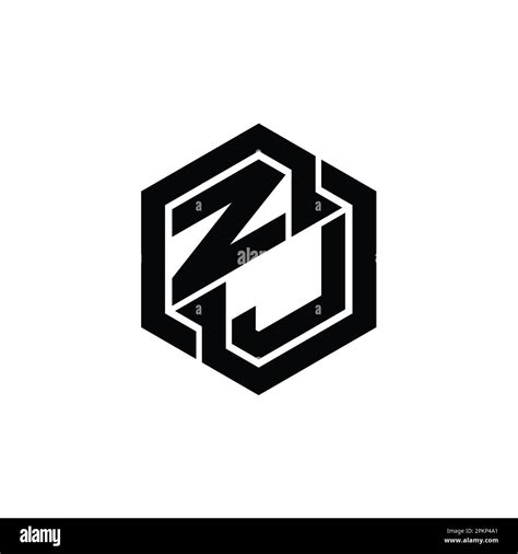 ZJ Logo Monogram Gaming With Hexagon Geometric Shape Design Template