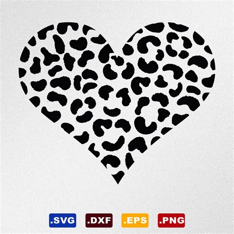 Heart Leopard Print Svg Dxf Eps Vector Files For Silhouette Cricut