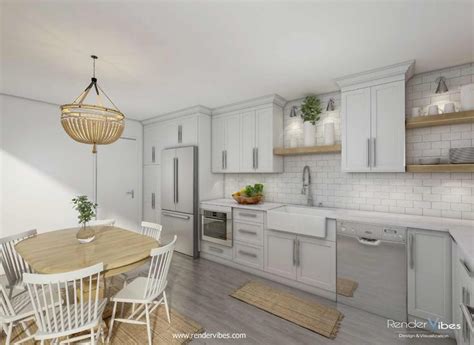 Modern Minimalistic Kitchen 3D Rendering Render Vibes Visualization