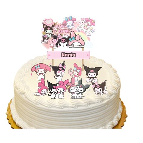 Jual Kuromi Melody Sanrio Cake Topper Custom Nama Hiasan Kue Happy