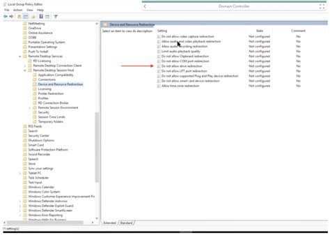 step 3 verify that rdp group server security policy allows drive redirection transfers