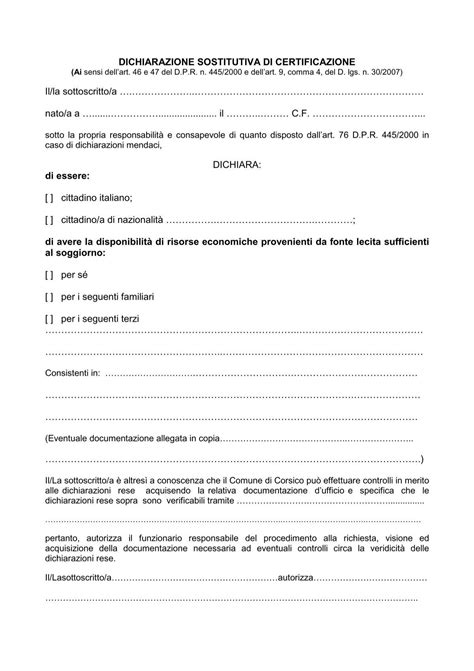 Dichiarazione Sostitutiva Di Certificazione Il La