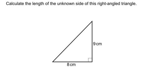 calculate the length of the unknown side of this right angled triangle