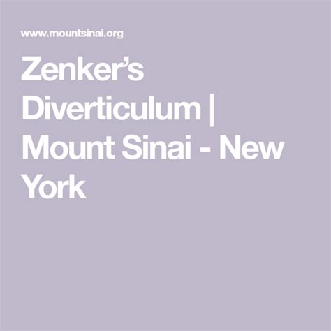 Zenkers Diverticulum Mount Sinai New York How To Stop Nausea