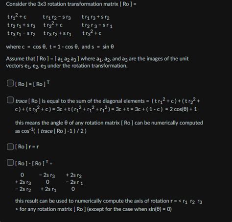 solved consider the 3x3 rotation transformation matrix [ ro