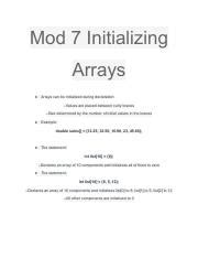Doc 8 Pdf Mod 7 Initializing Arrays Arrays Can Be Initialized During