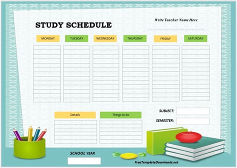 Free Study Schedule Templates Ms Excel Format Riset