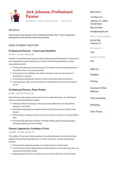 Painter Resume Pdfs And Writing Guide