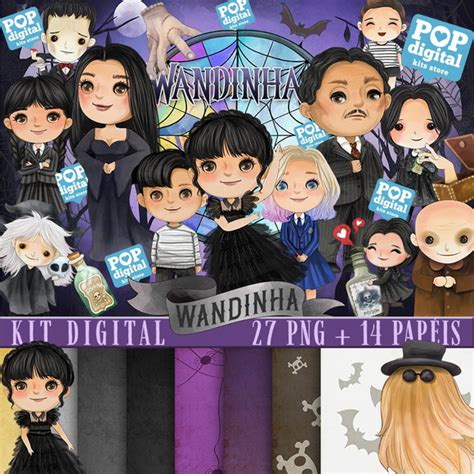 Kit Digital Familia Addams Wandinha Cute Elo7