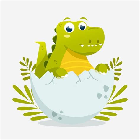 Dinosaurio adorable bebé de dibujos animados Vector Premium