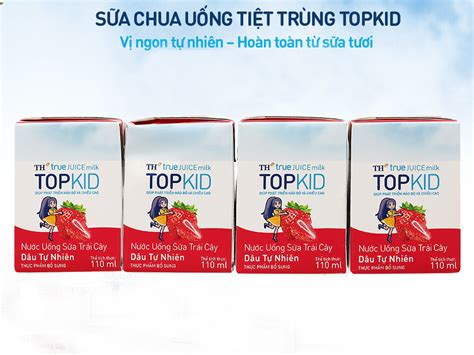 4 hộp sữa trái cây TH Topkid dâu 110ml tại Bách Hoá XANH
