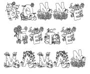 Coloriage Bonne Fete Maman Coeur Roses Jecolorie