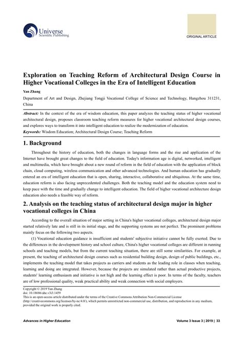 pdf exploration on teaching reform of architectural design course in higher vocational