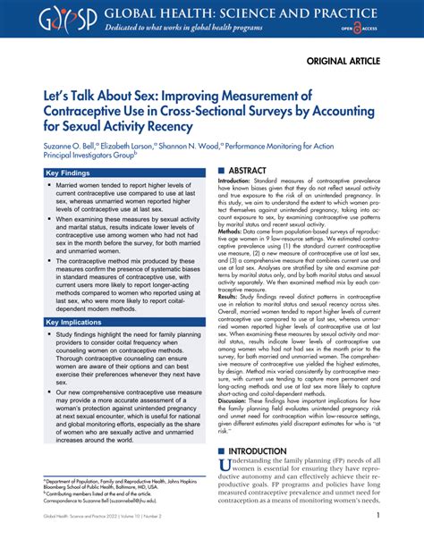 pdf let s talk about sex improving measurement of contraceptive use in cross sectional