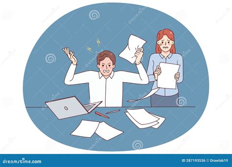 Furious Boss Yelling At Secretary In Office Stock Vector Illustration Of Worker Vector 287193536