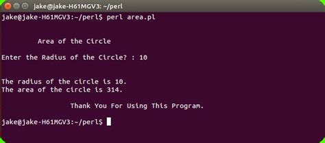 free programming source codes and computer programming tutorials area of the circle using perl