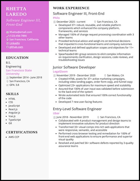 Software Engineer Resume Examples Guide Updated