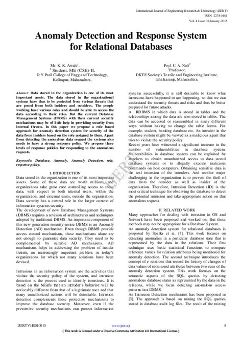 pdf ijert anomaly detection and response system for relational databases ijert journal