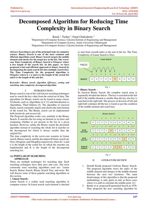 pdf decomposed algorithm for reducing time complexity in binary search