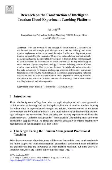 pdf research on the construction of intelligent tourism cloud experiment teaching platform
