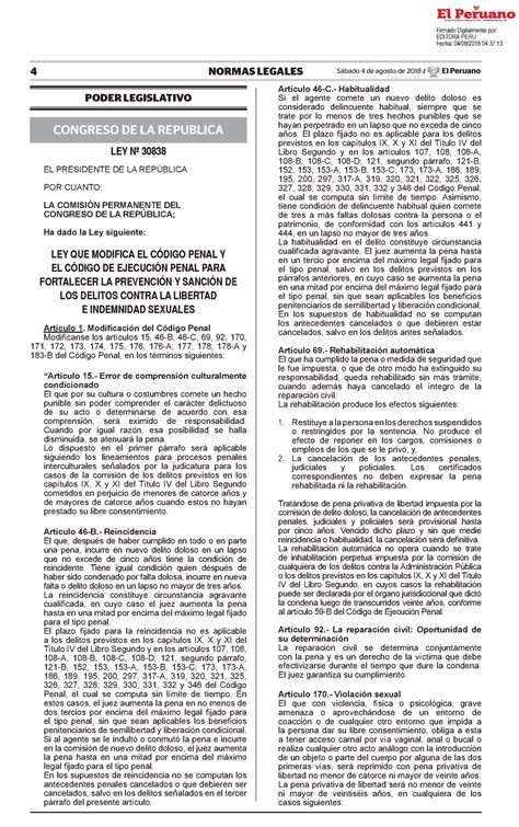 Ley 30838 Para El Mejoramiento De La Realidad Social 4 NORMAS LEGALES