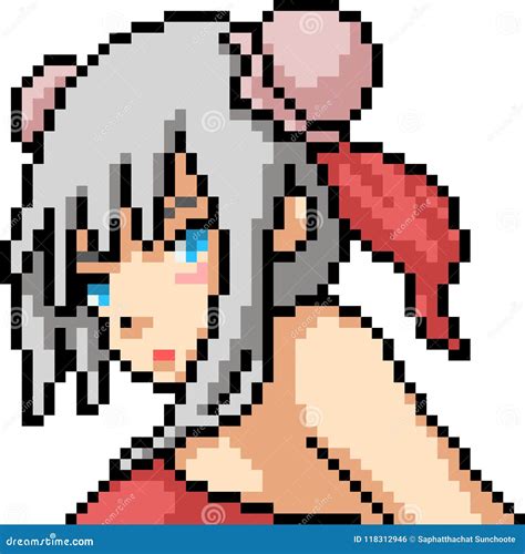 Vector Pixel Art Anime Girl Stock Vector Illustration Of Japanese
