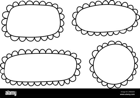 Doodle círculo y marcos cuadrados festoneados Rectángulo de borde
