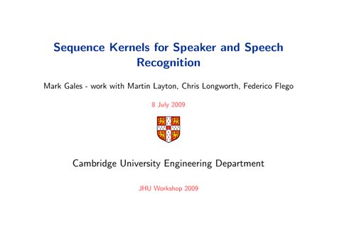 pdf sequence kernels for speaker and speech recognition