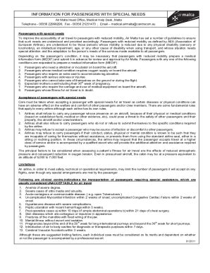 Fillable Online Medical Information Form MEDIF Air Malta Fax Email
