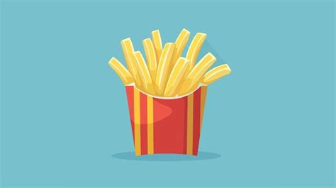Una Caja De Papas Fritas Con Una Caja Roja De Rojo Y Amarillo Vector