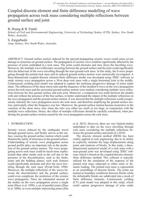 pdf coupled discrete element and finite difference modelling of wave propagation across rock