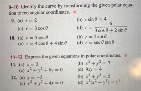 solved 9 10 identify the curve by transforming the given