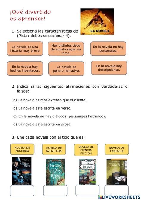 La Novela Online Activity For 6 Primaria