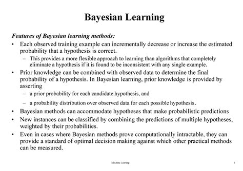 lec04 bayesian learning bayesian learning features of bayesian learning methods each observed