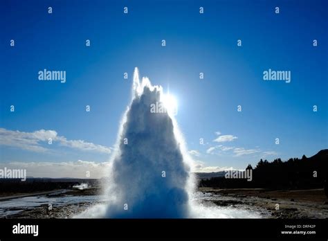 Strokkur Geyser Erupting Iceland Polar Region Stock Photo Alamy