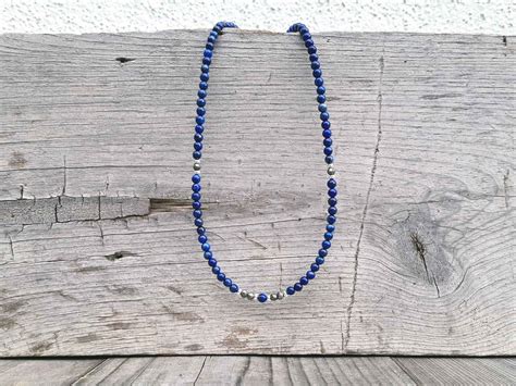 Collana Uomo Pietre Di Lapislazzuli Pirite Con Argento 925 JoyElly