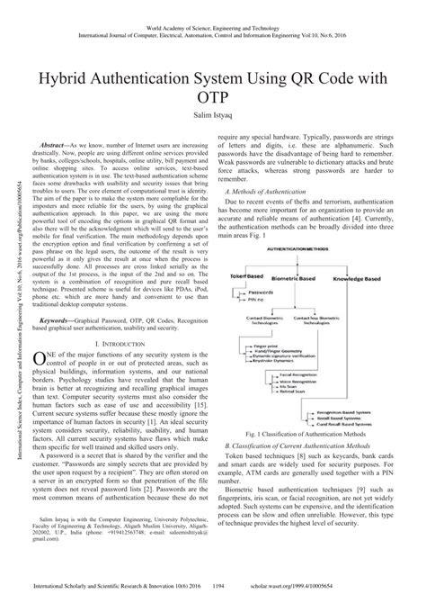 pdf hybrid authentication system using qr code with otp
