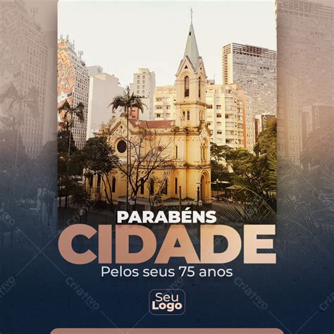 Social media parabéns aniversário de cidade psd editável download