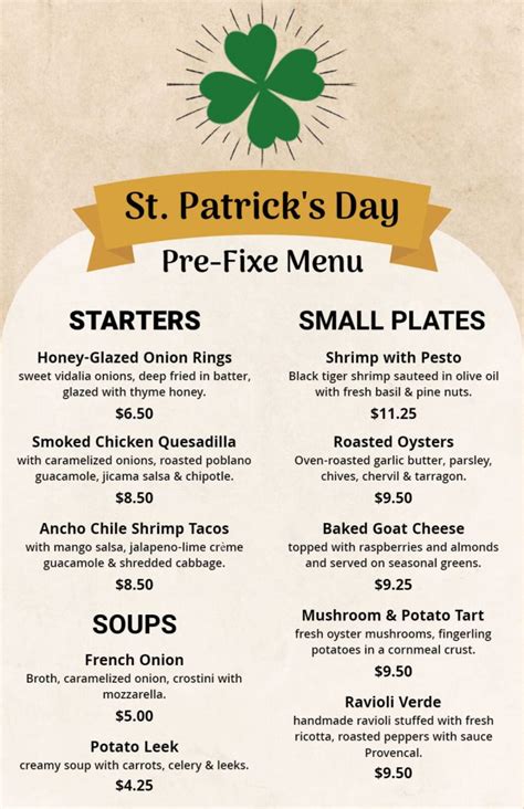 St Patricks Day Menu Design Ideas Examples Samples